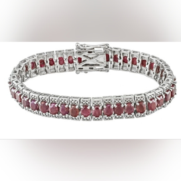 JTV | Jewelry | Rare Red Indian Ruby Rhodium Over Sterling Bracelet ...